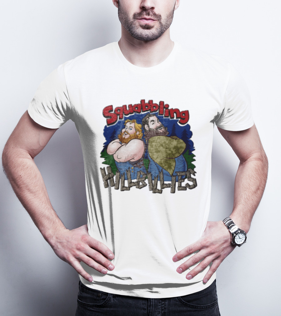 Squabbling Hillbillies Cartoon Duo In Rustic T-Shirt