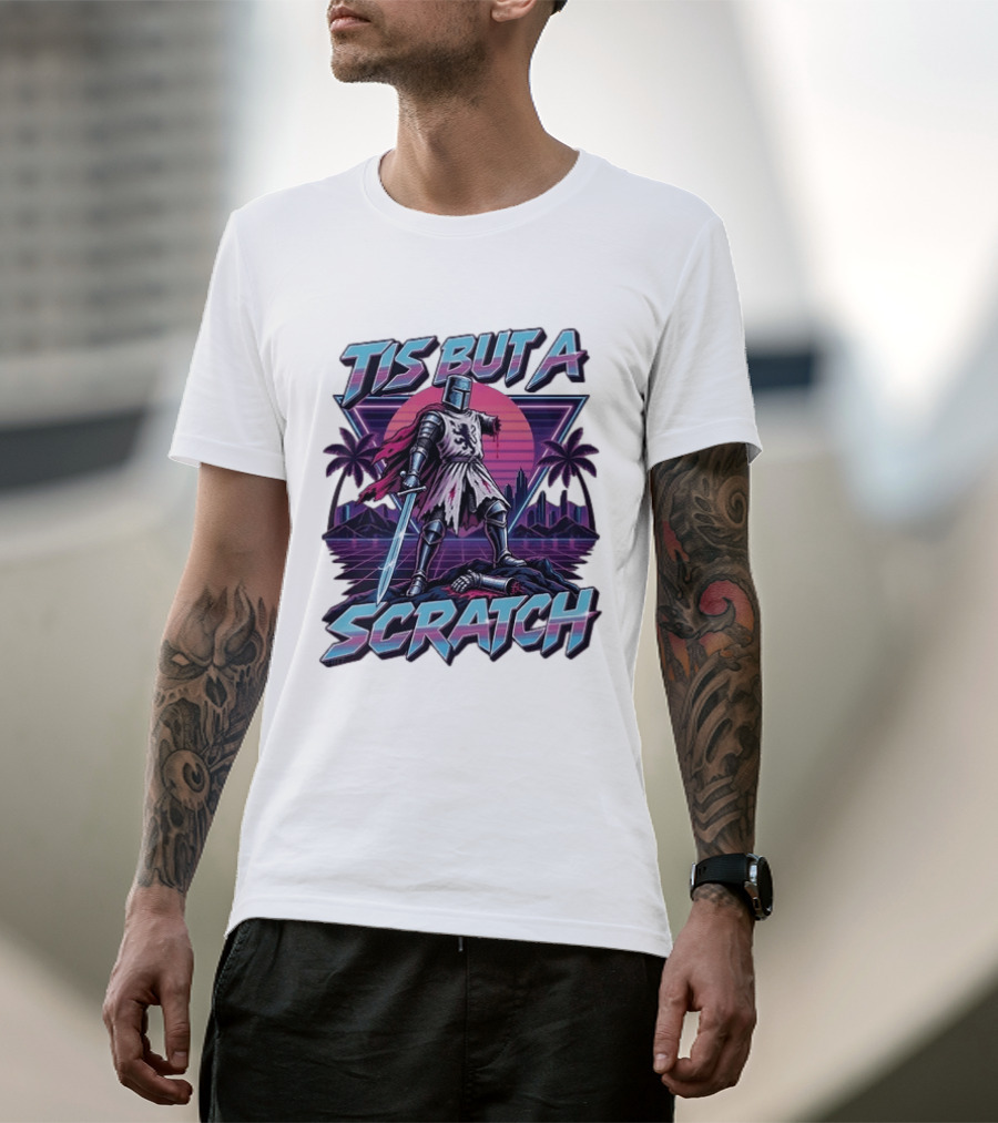 Tis But A Scratch Monty Python Knight Retro Synthwave T-Shirt