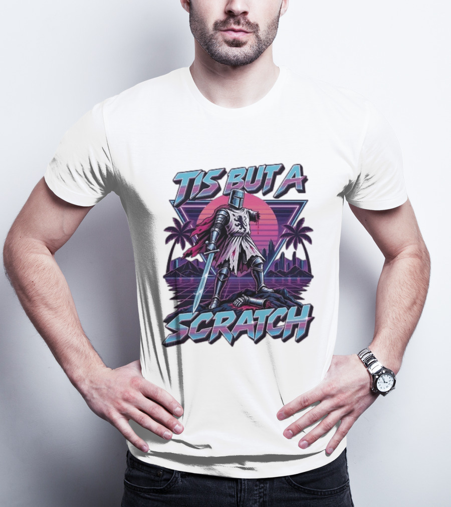 Tis But A Scratch Monty Python Knight Retro Synthwave T-Shirt