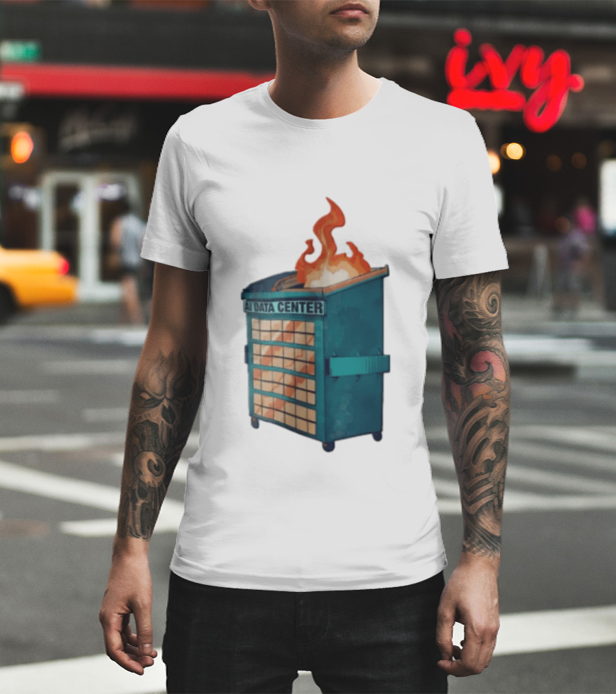 AI Data Center Dumpster On Fire Retro Internet Meme T-Shirt