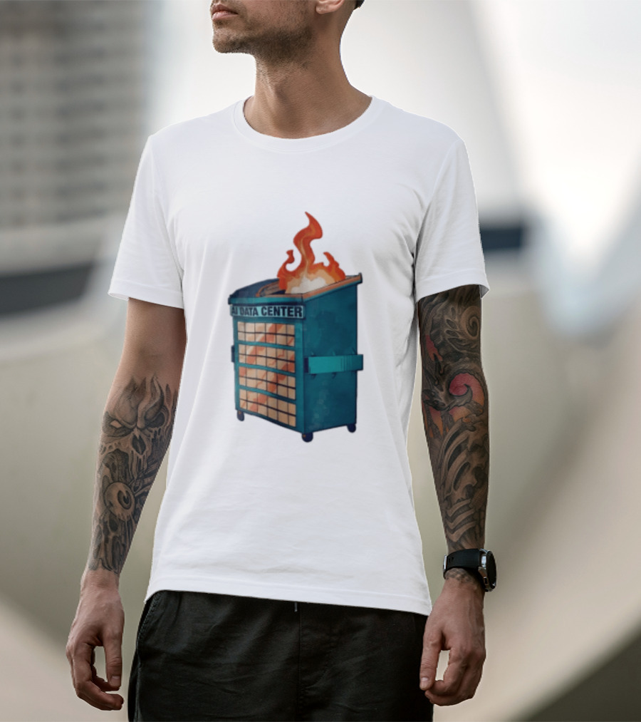 AI Data Center Dumpster On Fire Retro Internet Meme T-Shirt