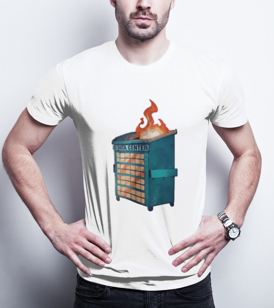 AI Data Center Dumpster On Fire Retro Internet Meme T-Shirt