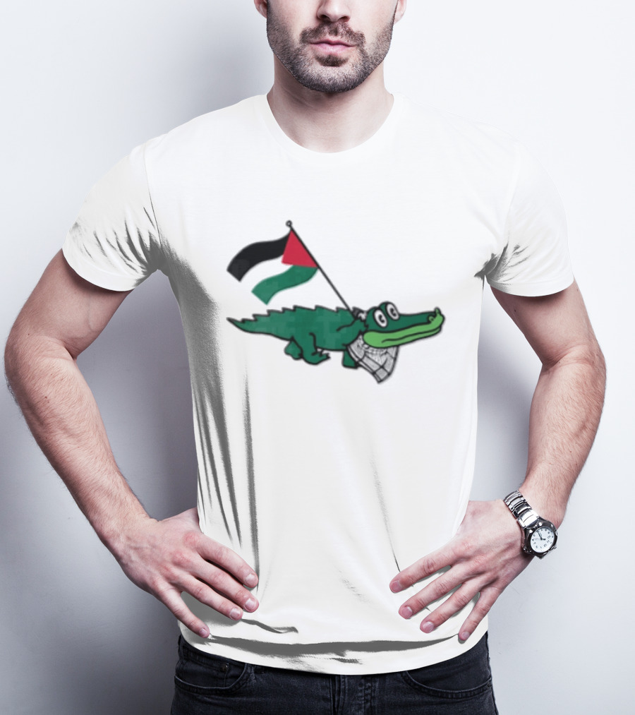 Alligator With Keffiyeh And Red Black Green Flag T-Shirt
