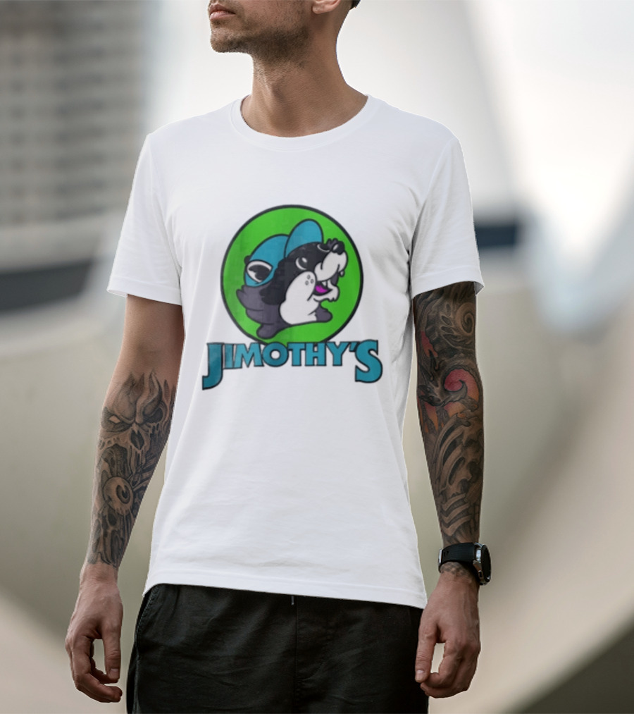 Jimothys Cartoon Beaver Wearing Blue Cap T-Shirt