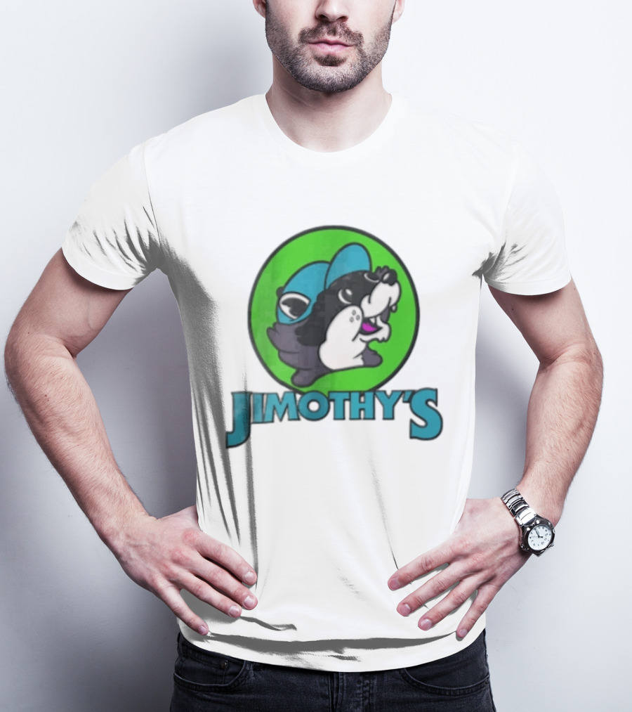 Jimothys Cartoon Beaver Wearing Blue Cap T-Shirt