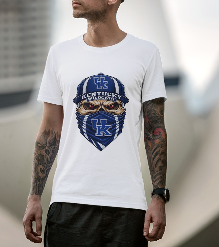 Kentucky Wildcats Skull Bandana UK Cap Fan Gear T-Shirt