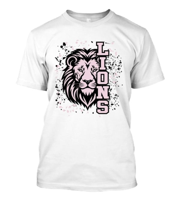 Lion Paint Splatter Lions Head Sports Team T-Shirt