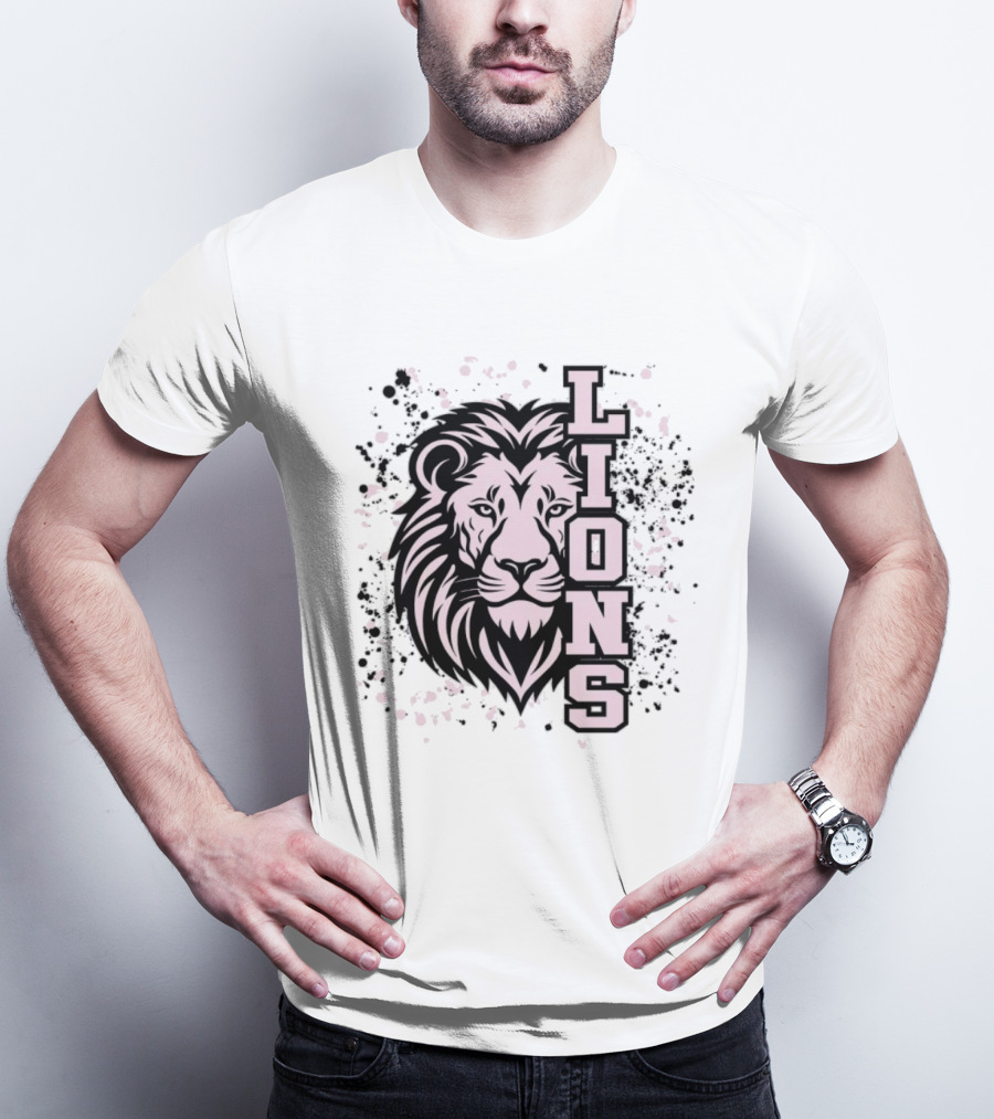 Lion Paint Splatter Lions Head Sports Team T-Shirt