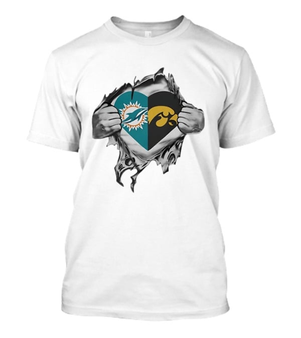 Miami Dolphins Iowa Hawkeyes Heart T-Shirt