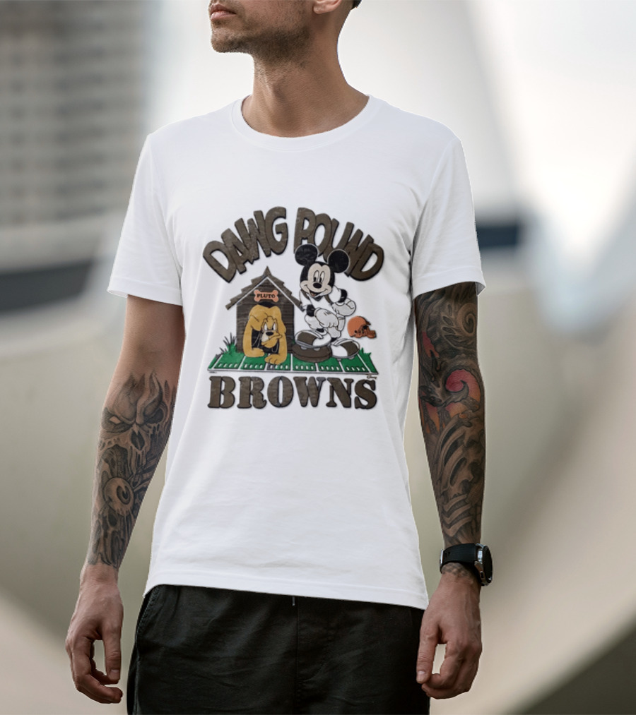 Mickey Mouse Pluto Dawg Pound Cleveland Browns T-Shirt