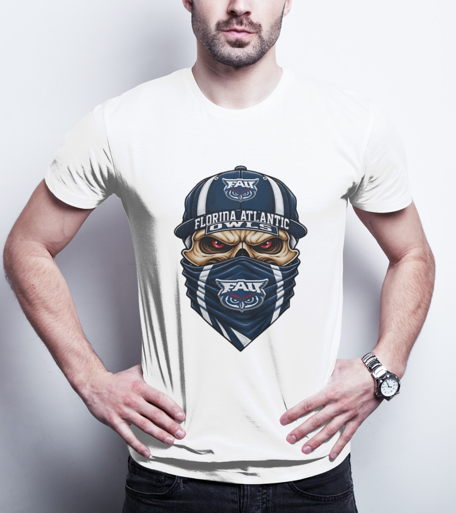 Florida Atlantic Owls Skull FAU NCAA Fan Gear T-Shirt