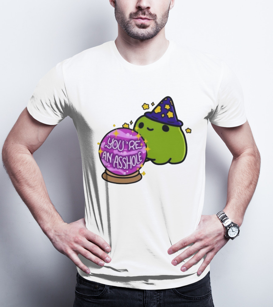 Frog Wizard Starry Hat Crystal Ball You're An Asshole T-Shirt