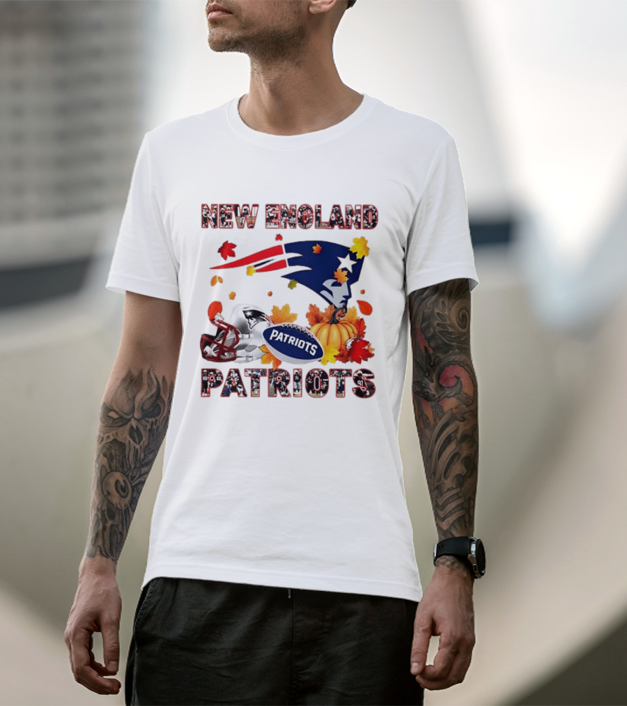 New England Patriots Autumn Leaf Football Celebration 2026 T-Shirt