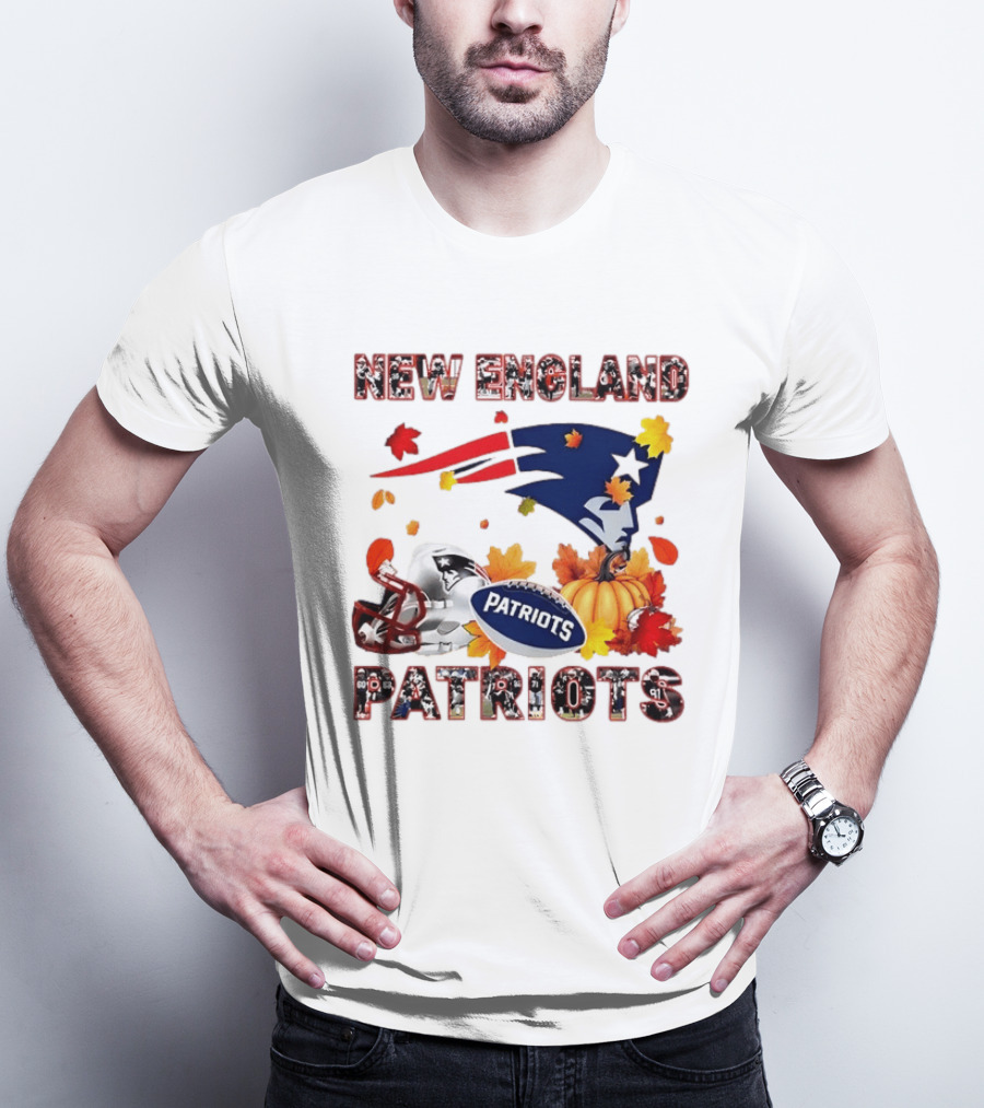 New England Patriots Autumn Leaf Football Celebration 2026 T-Shirt