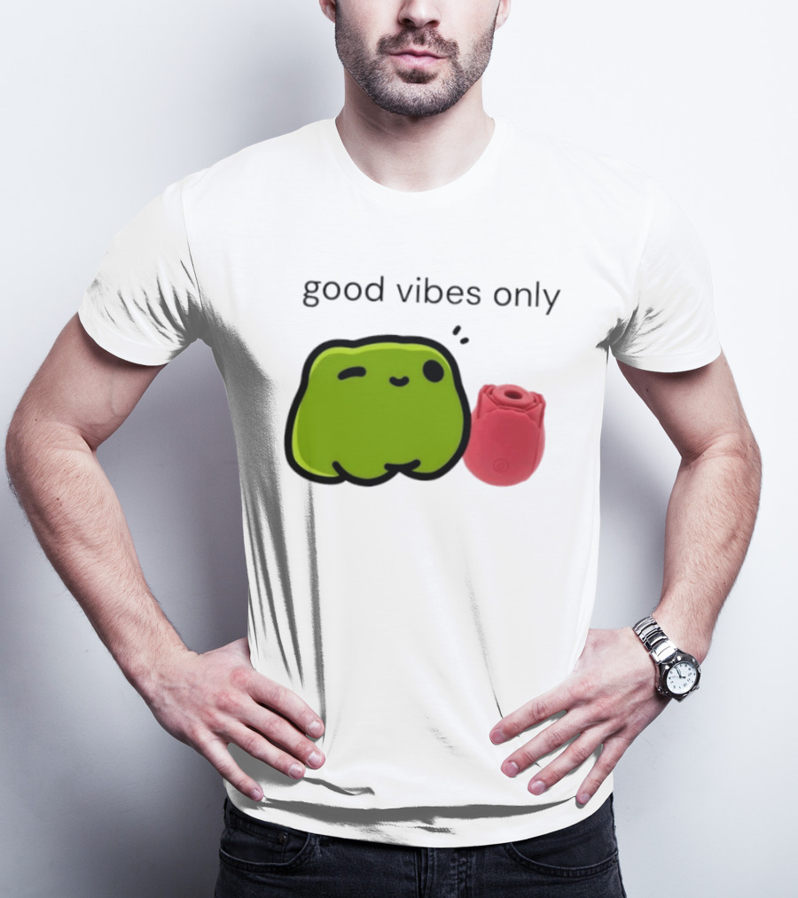 Good Vibes Only Frog Winking With Red Rose Toy T-Shirt