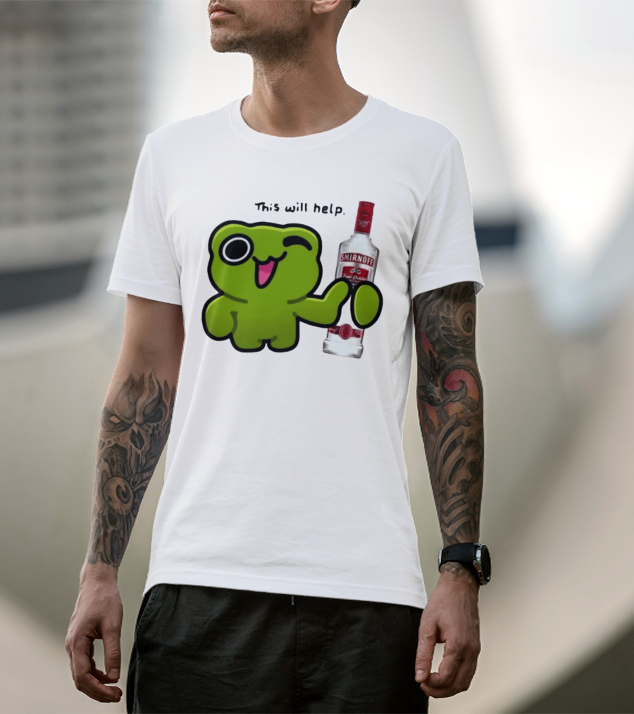 Green Frog Winking This Will Help Smirnoff Vodka T-Shirt