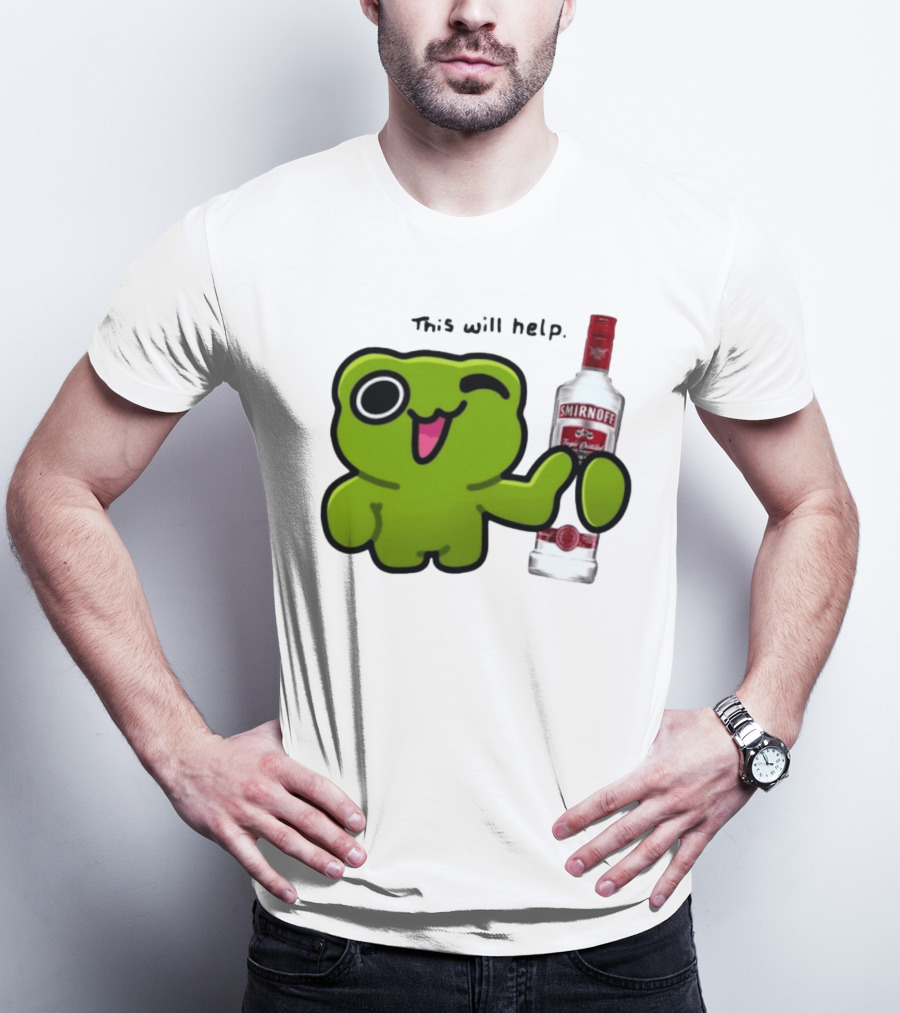 Green Frog Winking This Will Help Smirnoff Vodka T-Shirt