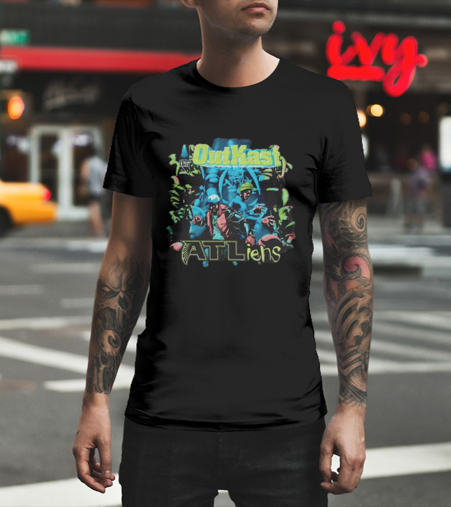 Atlanta Falcons Outkast ATLiens 30th Anniversary Album T-Shirt
