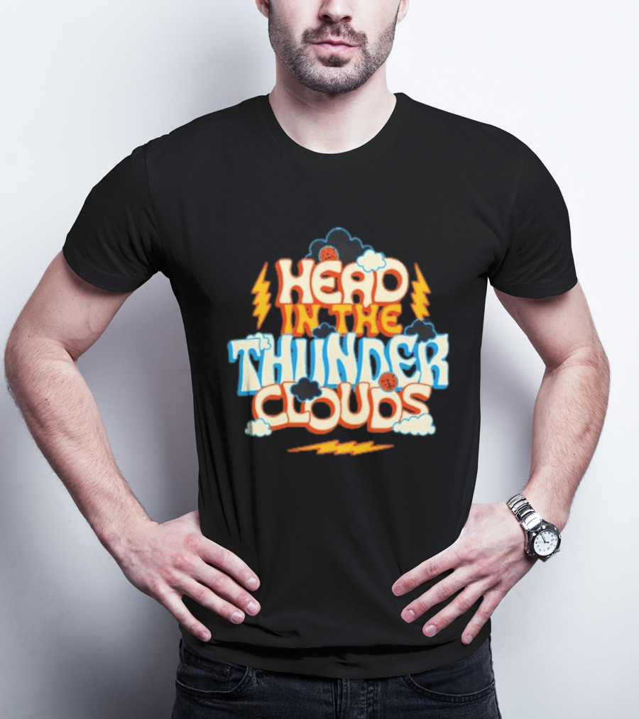 Head In The Thunder Clouds Basketball Lightning And Clouds Ball T-Shirt