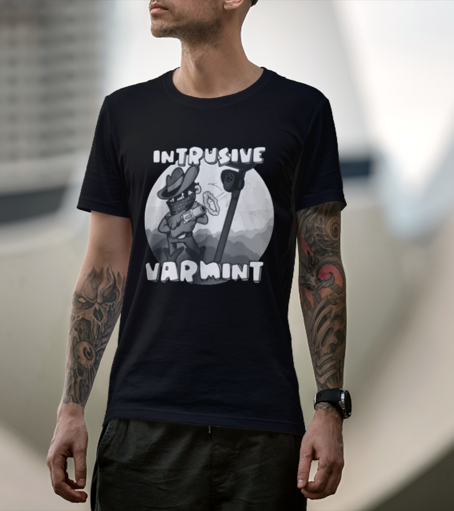 Intrusive Varmint Cowboy Bandit Shooting Security Camera T-Shirt