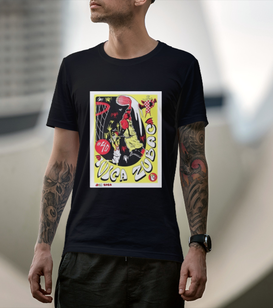 Ivica Zubac No 40 NBA 2026 Basketball Los Angeles Clippers Black Red Yellow T-Shirt