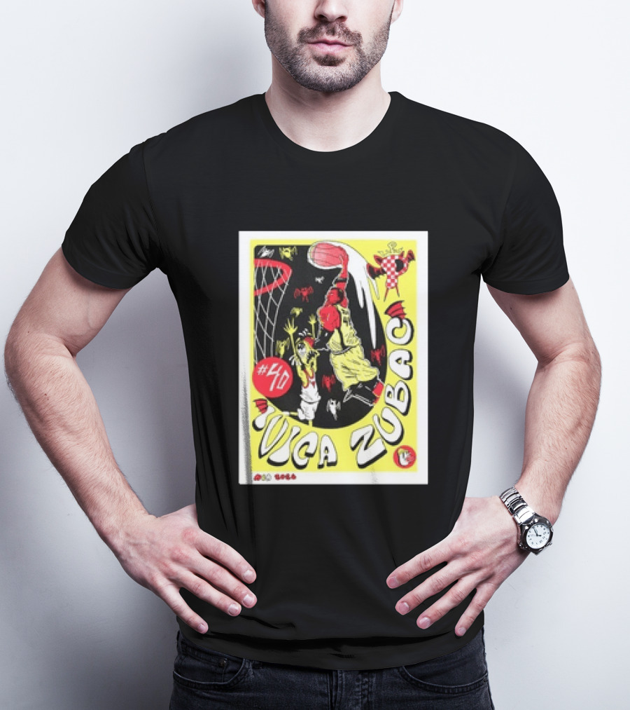 Ivica Zubac No 40 NBA 2026 Basketball Los Angeles Clippers Black Red Yellow T-Shirt