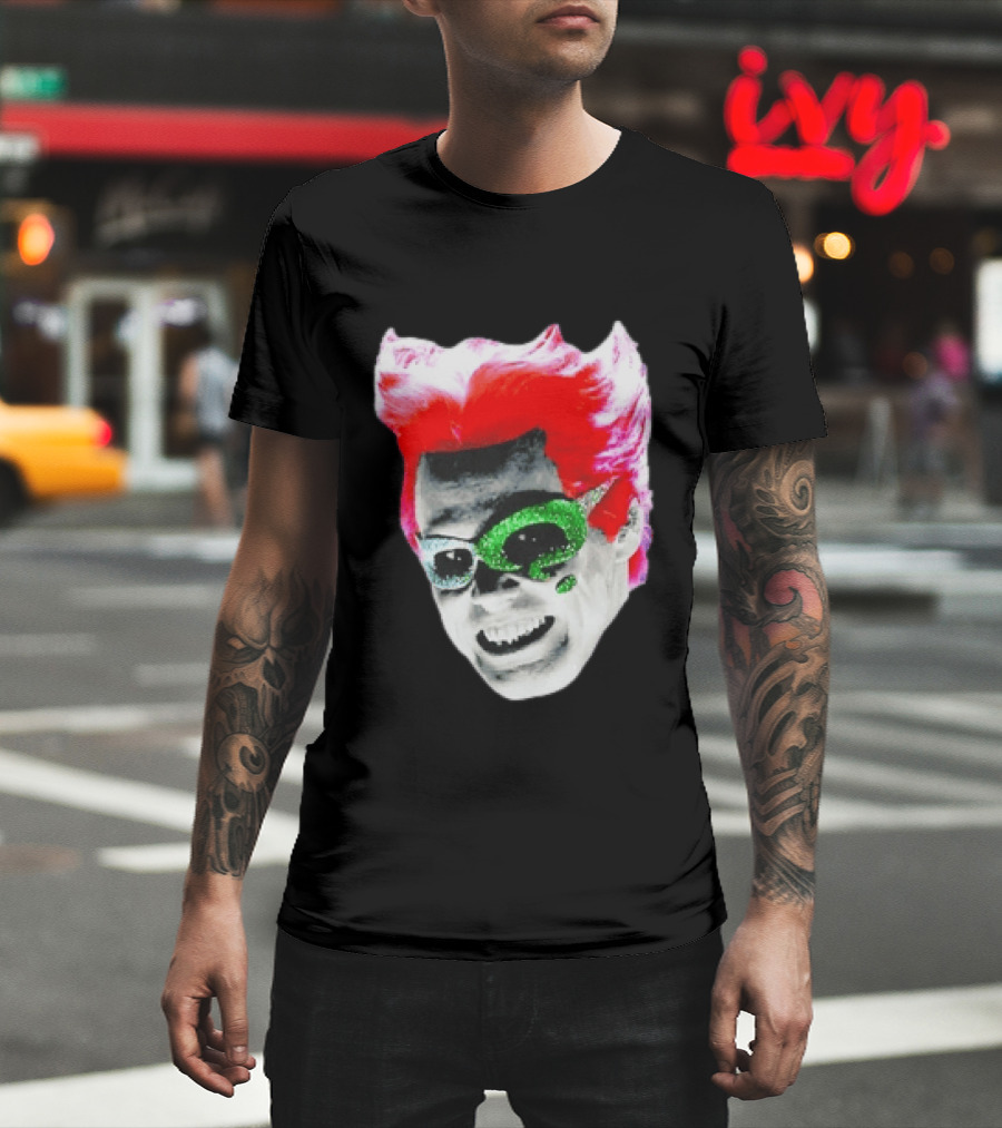 Jim Carrey The Riddler Batman Forever Green Glitter Mask Pink Hair T-Shirt
