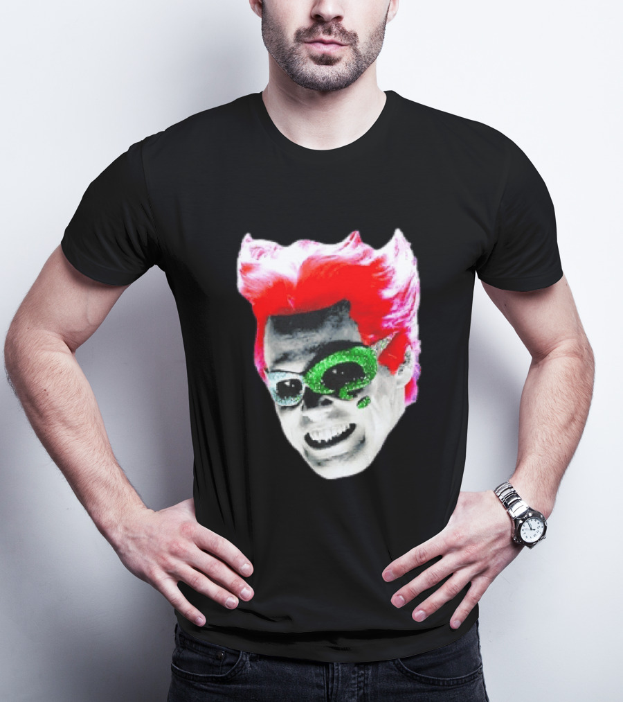 Jim Carrey The Riddler Batman Forever Green Glitter Mask Pink Hair T-Shirt