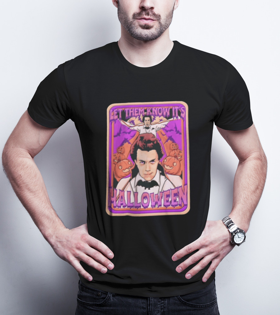 Let Them Know Its Halloween Vampire Costume Bats Pumpkins T-Shirt