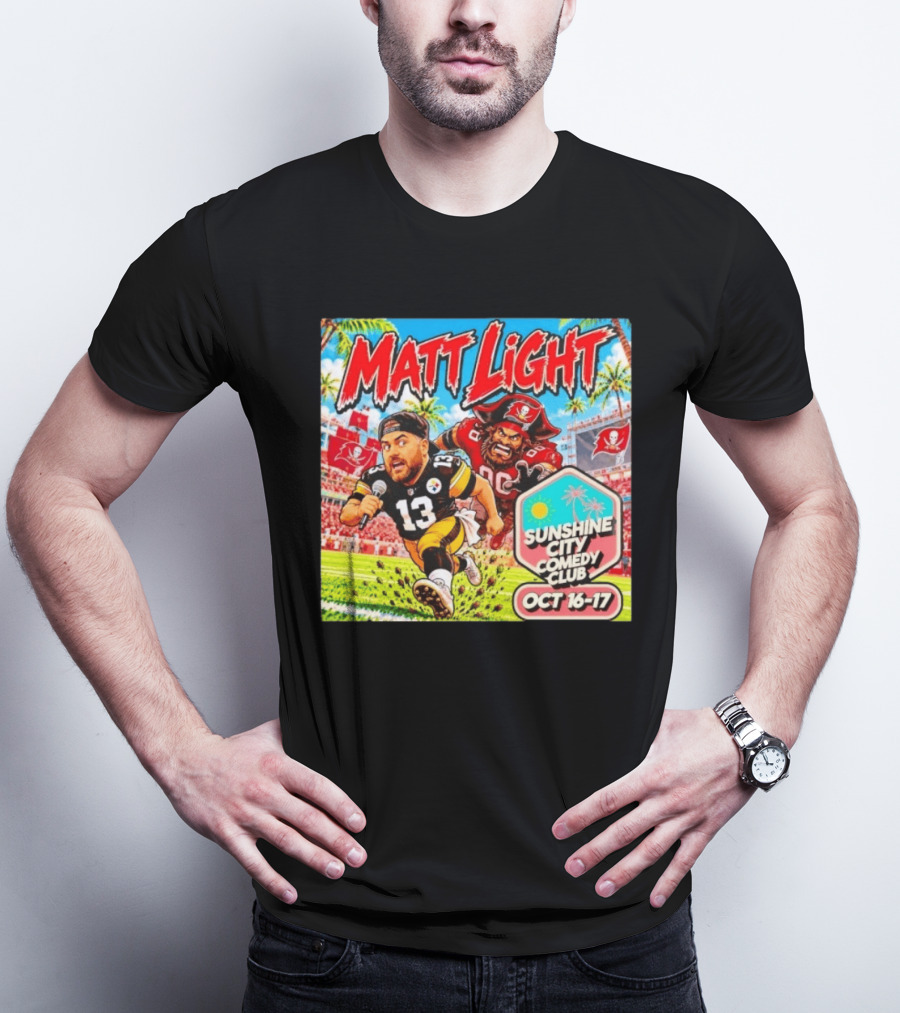 Matt Light Sunshine City Comedy Club Oct 16 17 Pirate Football T-Shirt