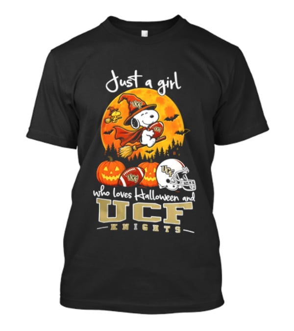 Just A Girl Who Loves Halloween UCF Knights Snoopy And Woodstock 2026 T-Shirt