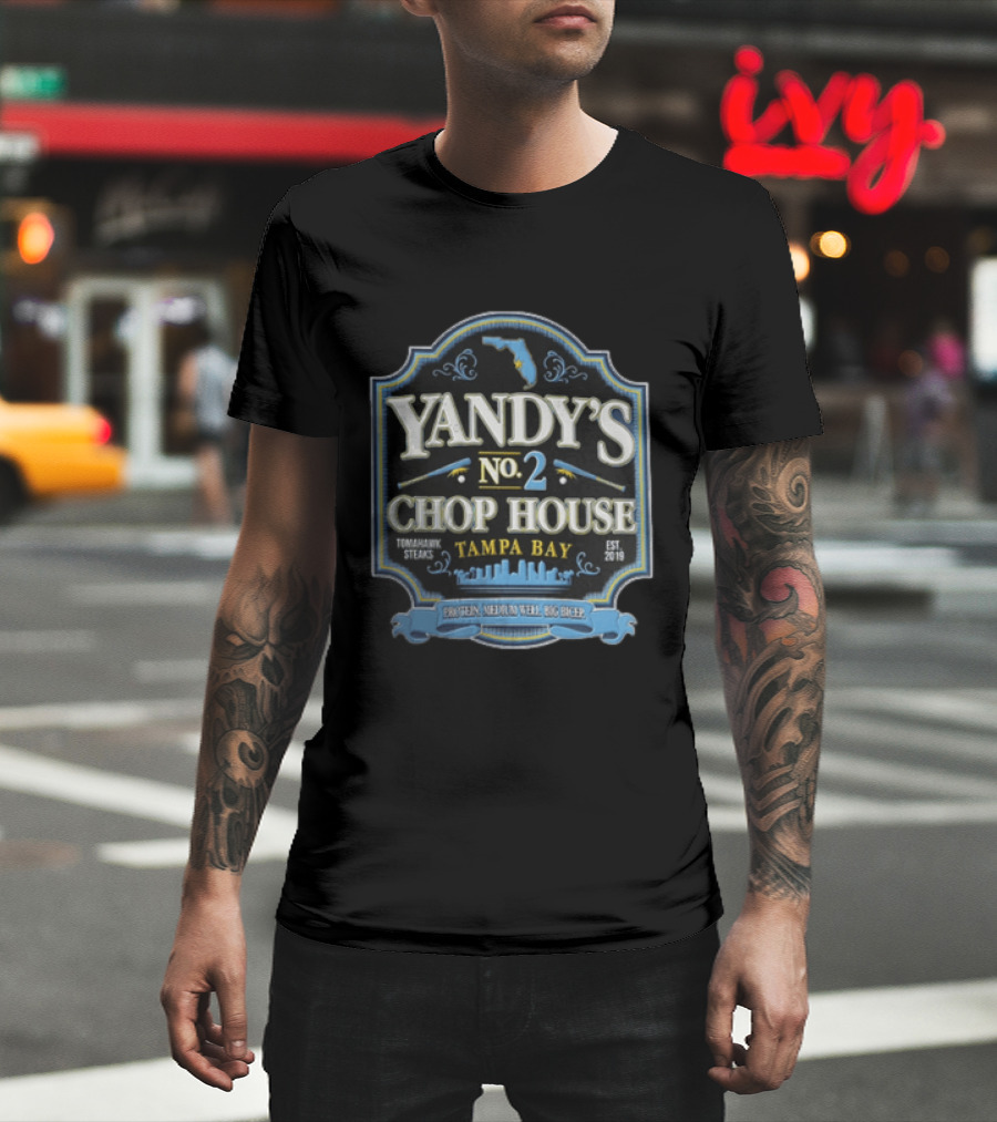 Yandy's No. 2 Chop House Tomahawk Steaks Tampa Bay Est. 2019 Baseball Restaurant T-Shirt