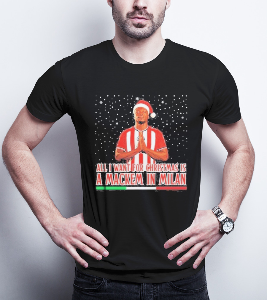 All I Want For Christmas Is A Mackem In Milan Striped Santa Football Holiday T-Shirt