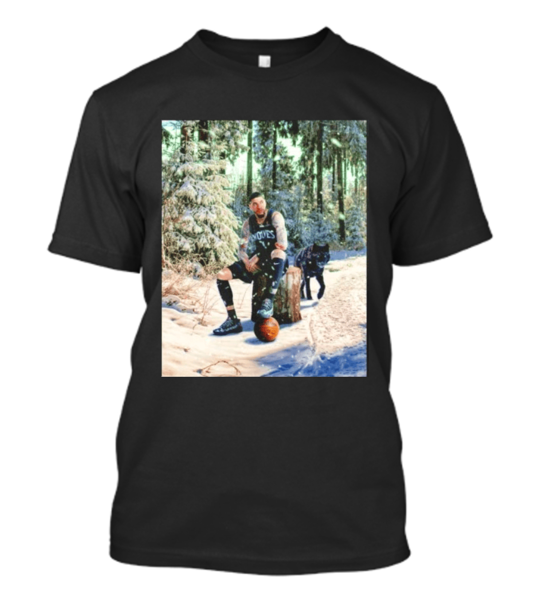 Minnesota Timberwolves Anthony Edwards No 1 Winter Forest Basketball Scene T-Shirt