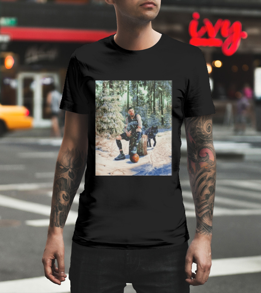 Minnesota Timberwolves Anthony Edwards No 1 Winter Forest Basketball Scene T-Shirt