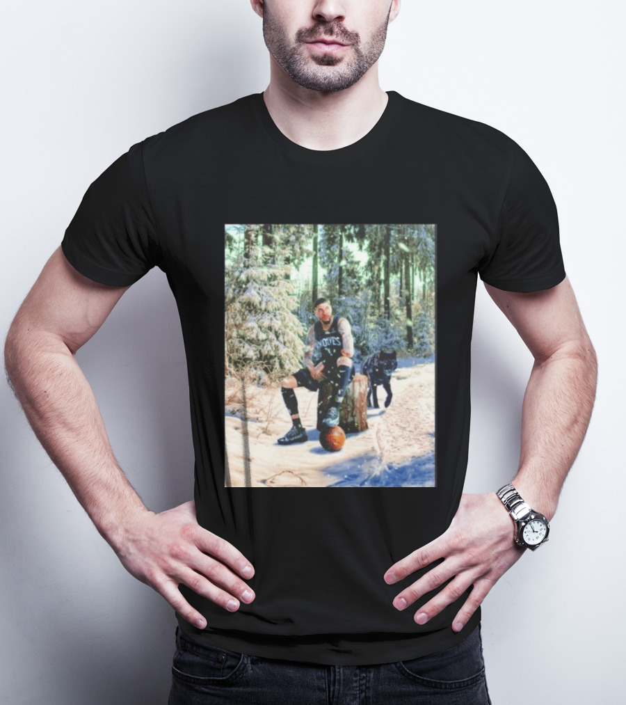Minnesota Timberwolves Anthony Edwards No 1 Winter Forest Basketball Scene T-Shirt