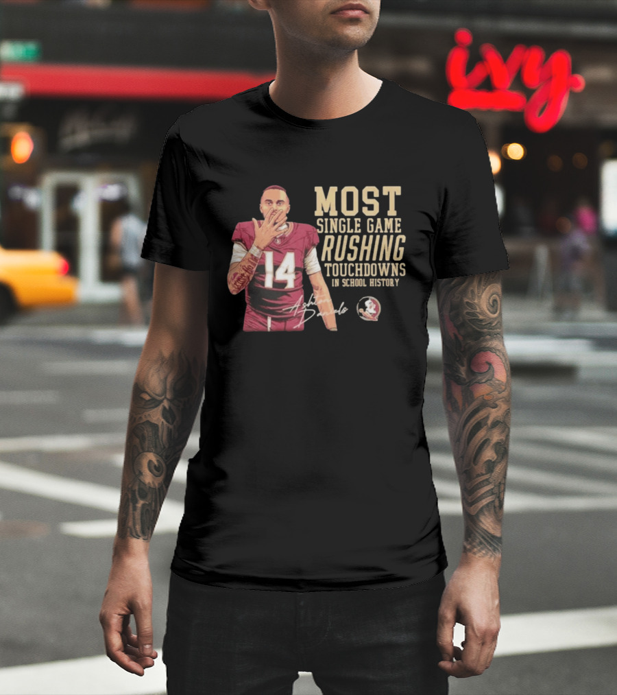 Ashton Daniels No 14 Most Single Game Rushing Touchdowns School History T-Shirt