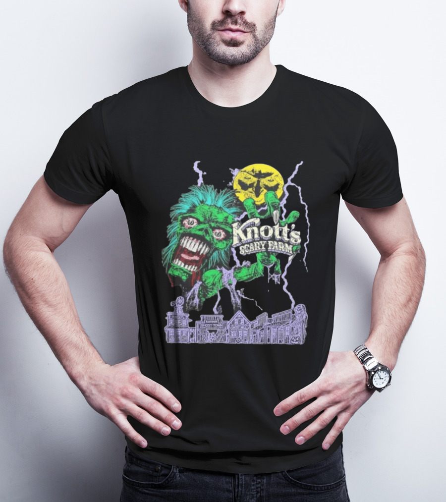 Knott's Scary Farm Ghost Town Ghost Mill Halloween Zombie Moon T-Shirt
