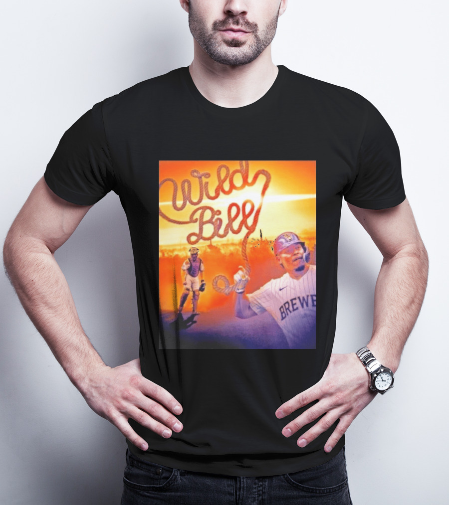 Wild Bill Milwaukee Brewers MLB Baseball Player Rope Sunset Scene T-Shirt