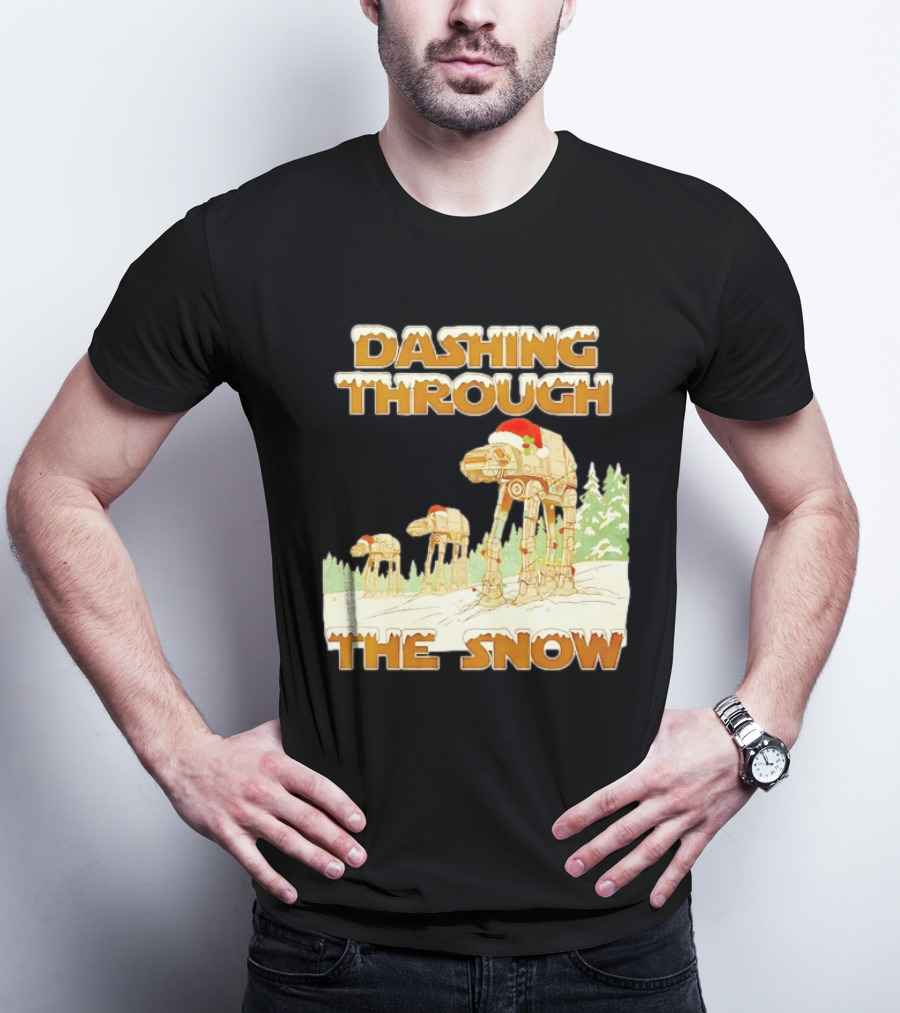 Dashing Through The Snow Star Wars AT AT Christmas Holiday Scene T-Shirt