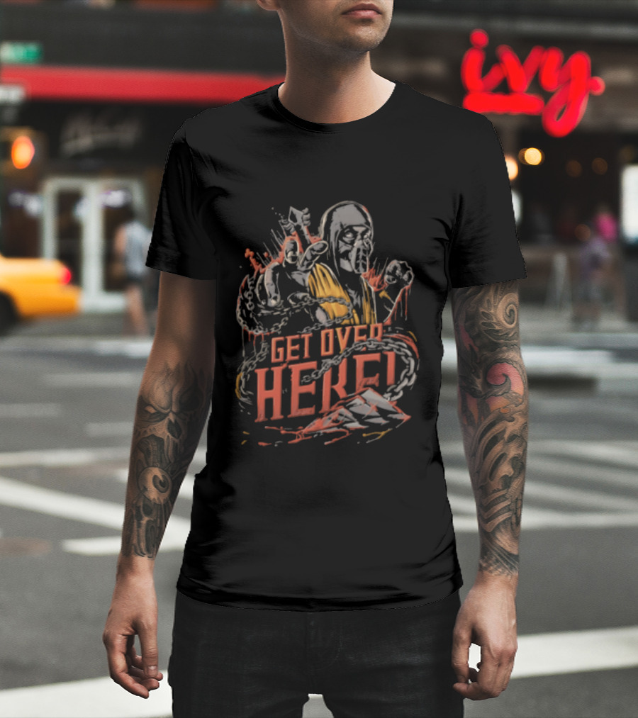 Mortal Kombat Get Over Here Ninja Masked Throwing Chain T-Shirt