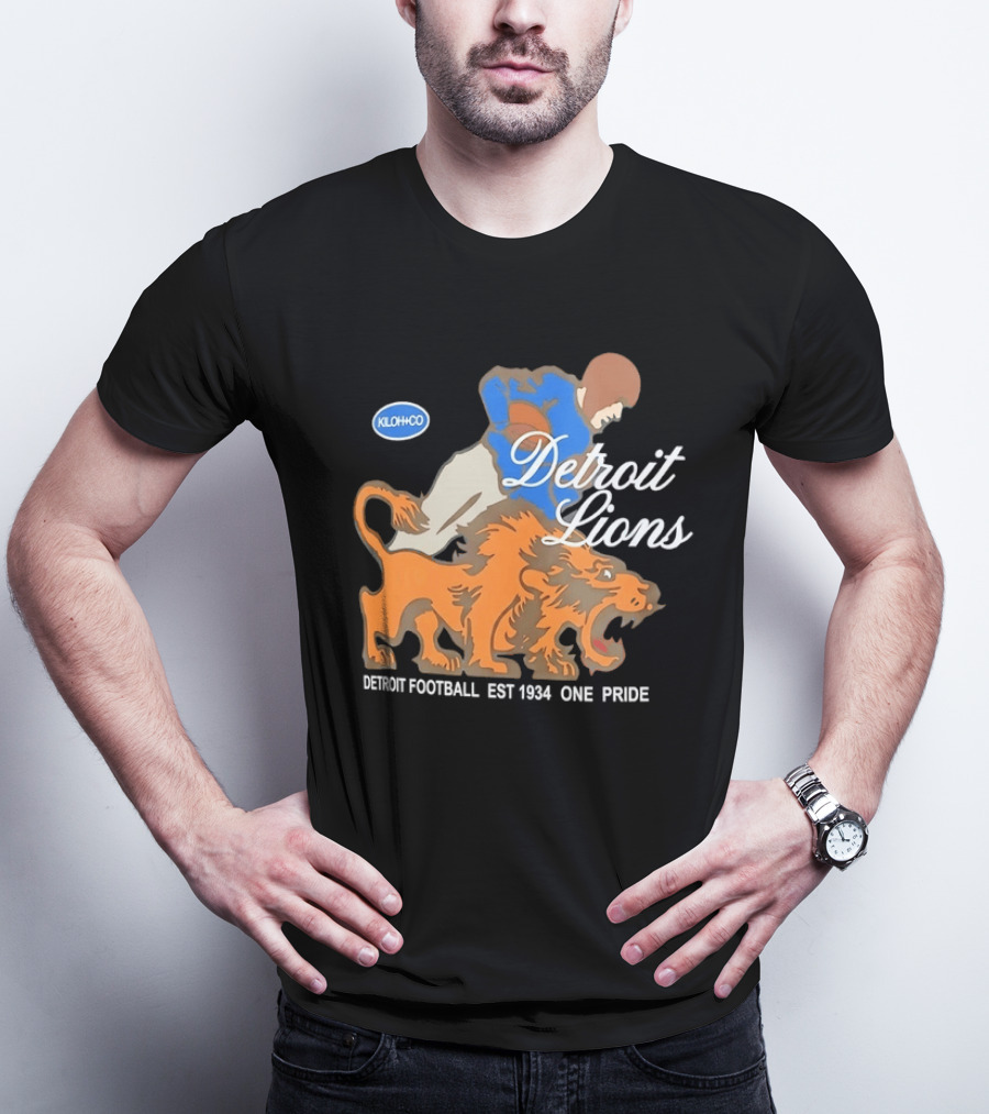 Detroit Lions Football EST 1934 One Pride Vintage Style Kloh Co T-Shirt