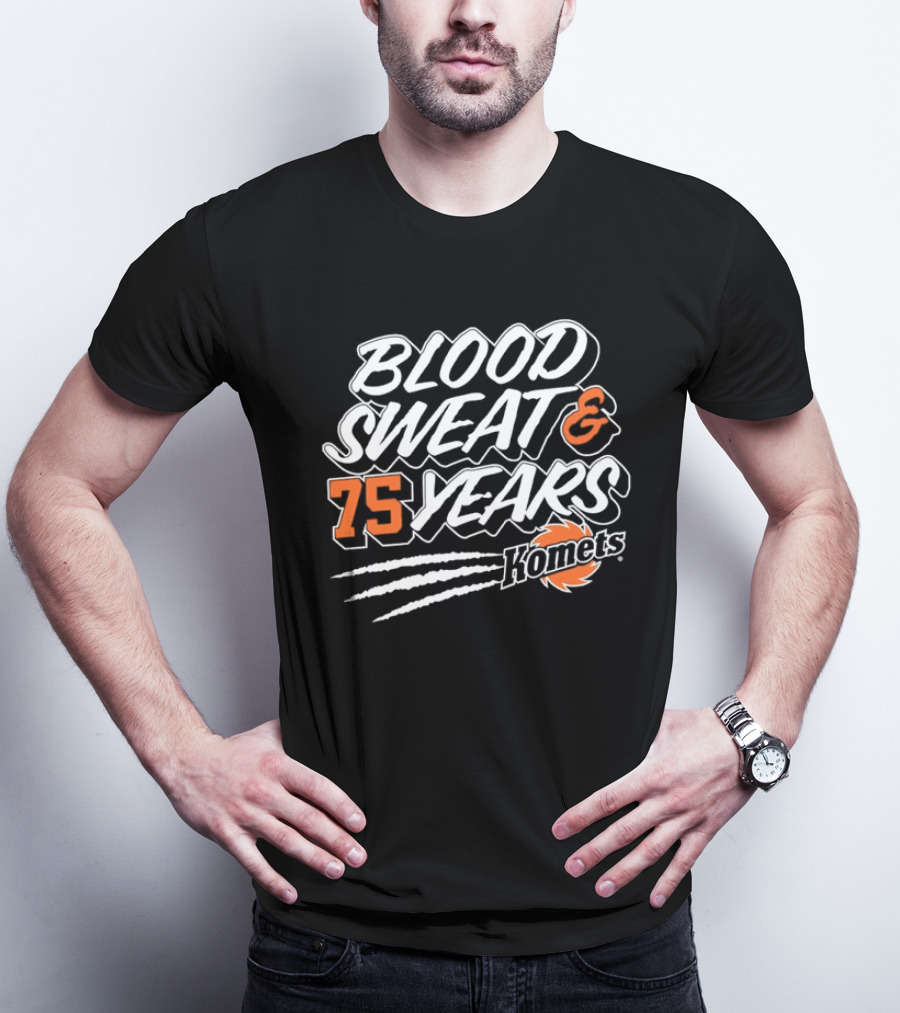 Blood Sweat & 75 Years Fort Wayne Komets Anniversary Celebration T-Shirt