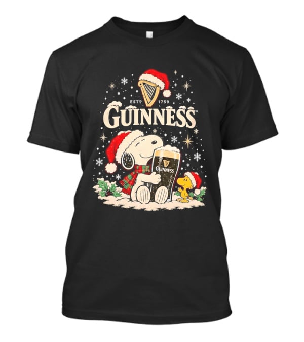 Snoopy Woodstock Guinness Christmas Snoopy Santa Hat Guinness Beer T-Shirt