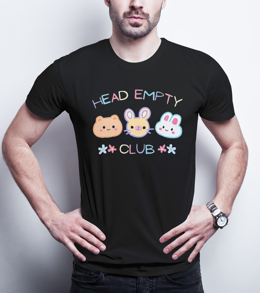 Head Empty Club Cute Kawaii Animals Pastel Bear Bunny Rabbit Faces T-Shirt