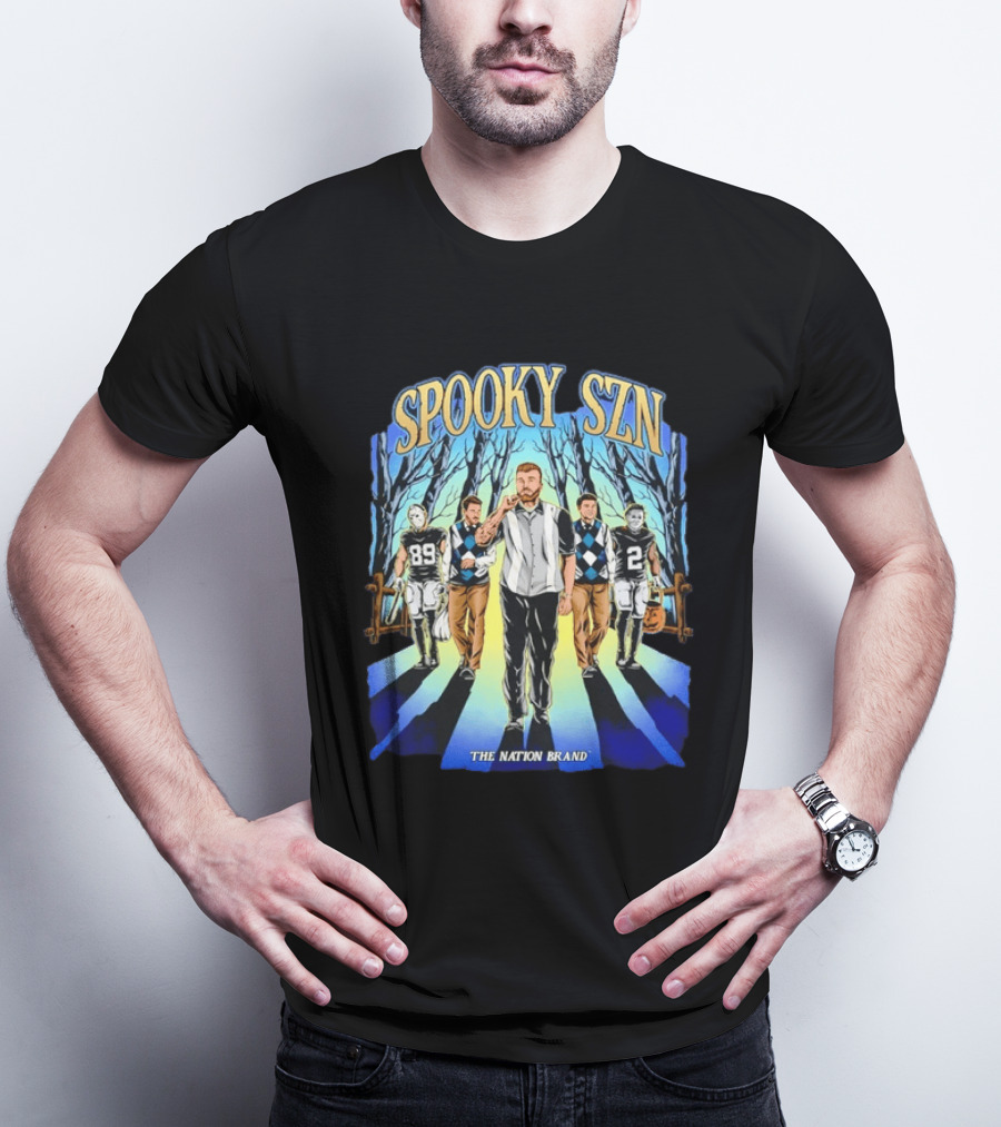 Spooky Szn The Nation Brand Halloween Football Characters T-Shirt