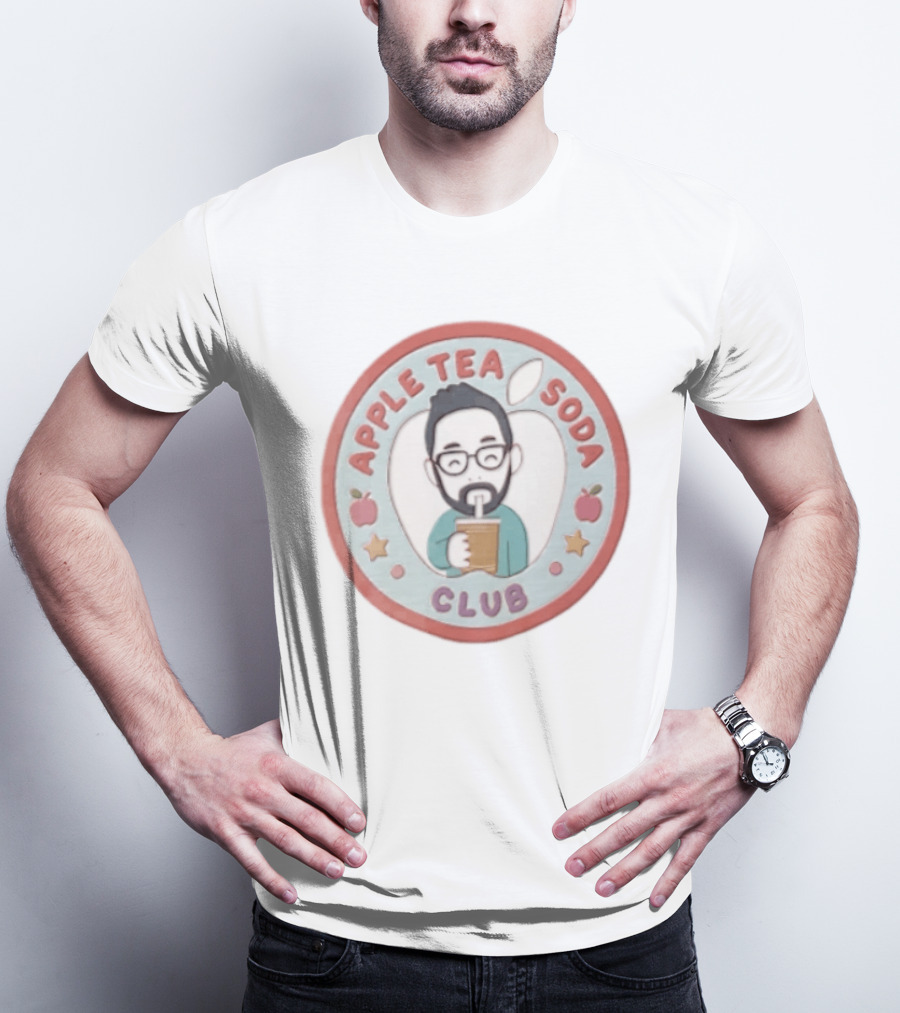 Apple Tea Soda Club Man With Glasses Drinking Beverage T-Shirt