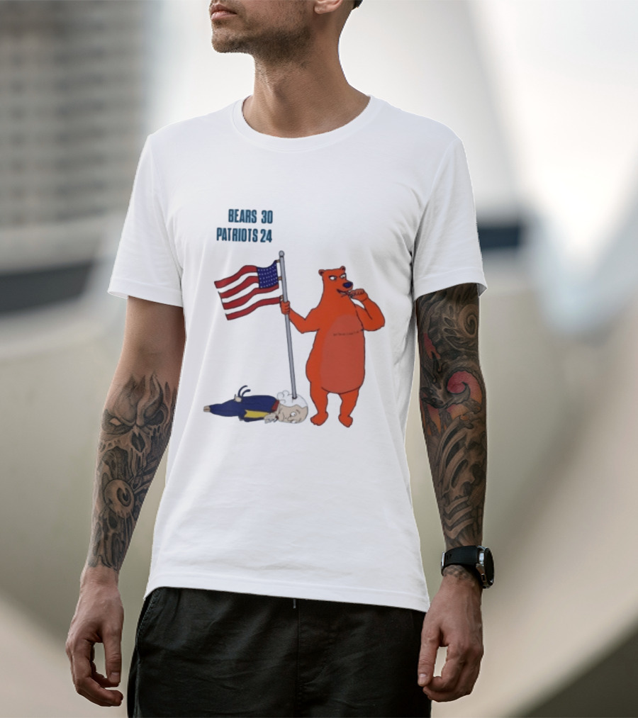 Bears 30 Patriots 24 Flag Victory T-Shirt