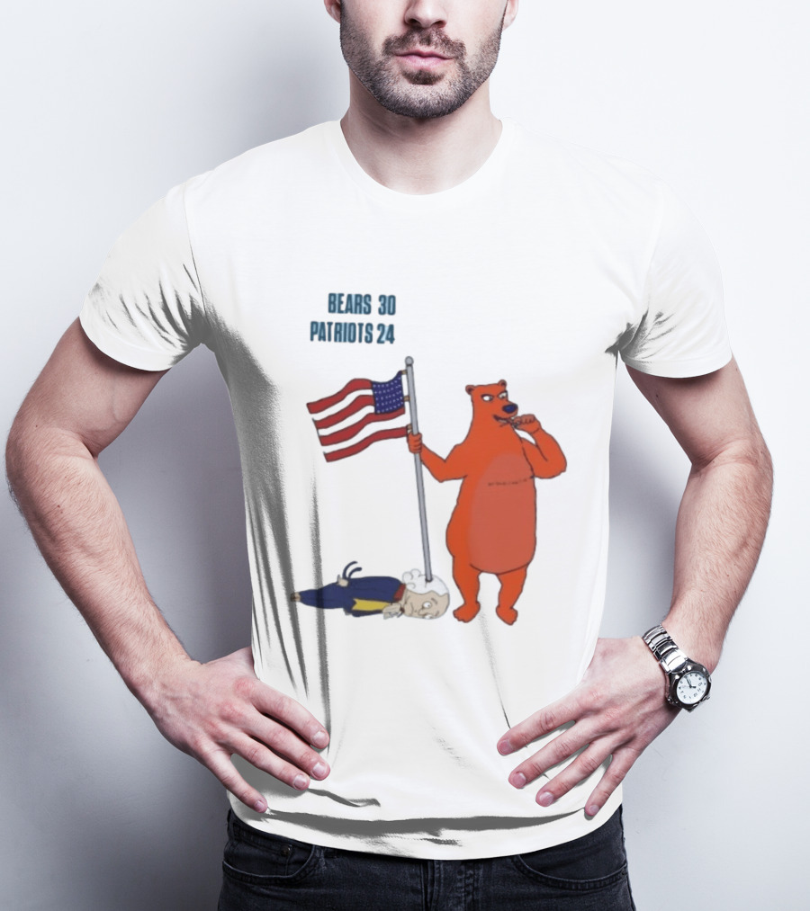 Bears 30 Patriots 24 Flag Victory T-Shirt