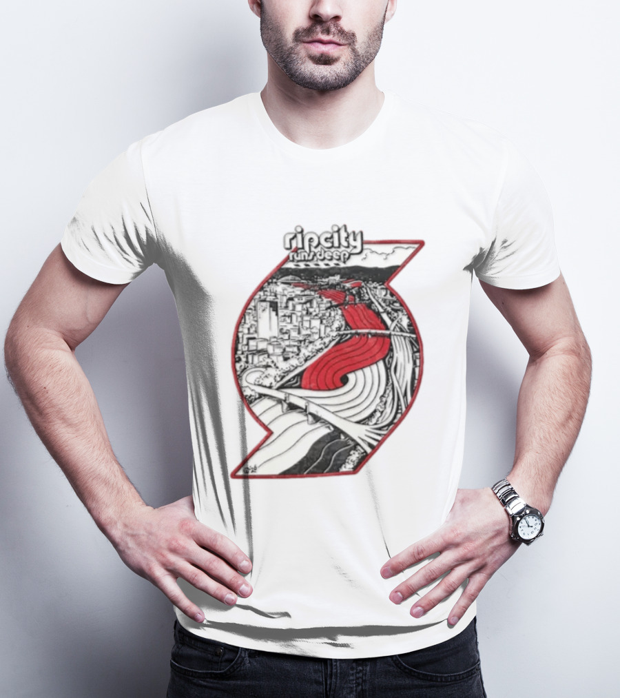 Rip City Runs Deep Portland Trail Blazers Skyline And Roads T-Shirt